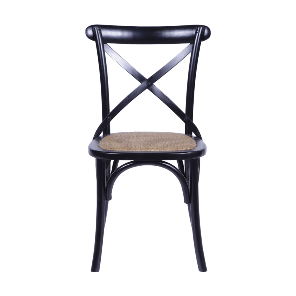 Cadeira Katrina Cross Preta Assento em Rattan - todosmoveis