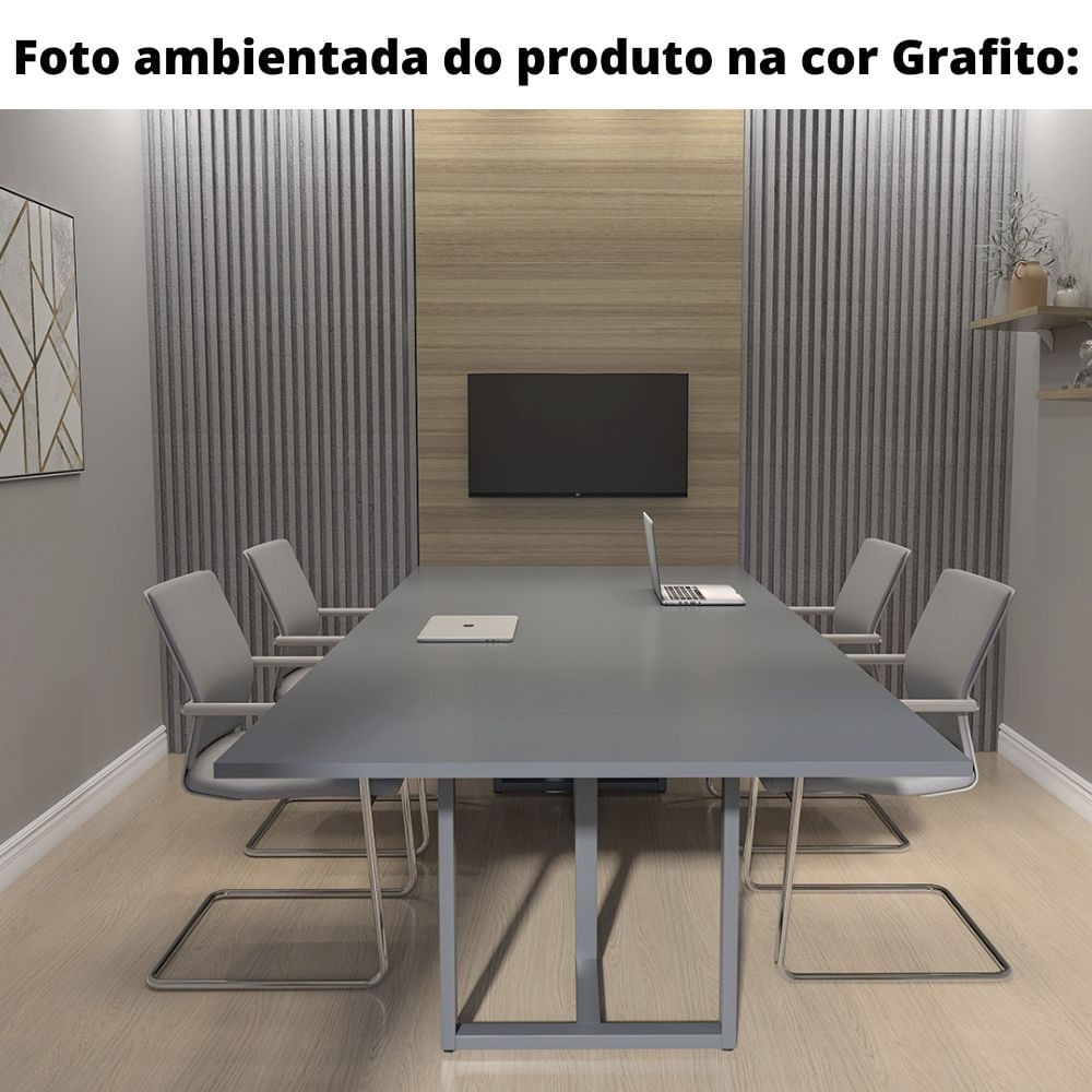 Mesa de Reunião Retangular 200 x 90 cm Pé Painel PE25 em MDP Cor ...