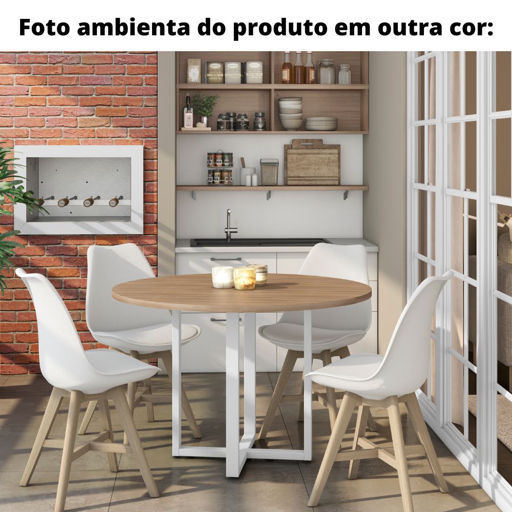 Mesa de Reunião Redonda 110 x 110 Pé Tubular PE25 MDP Cor Grafito ...