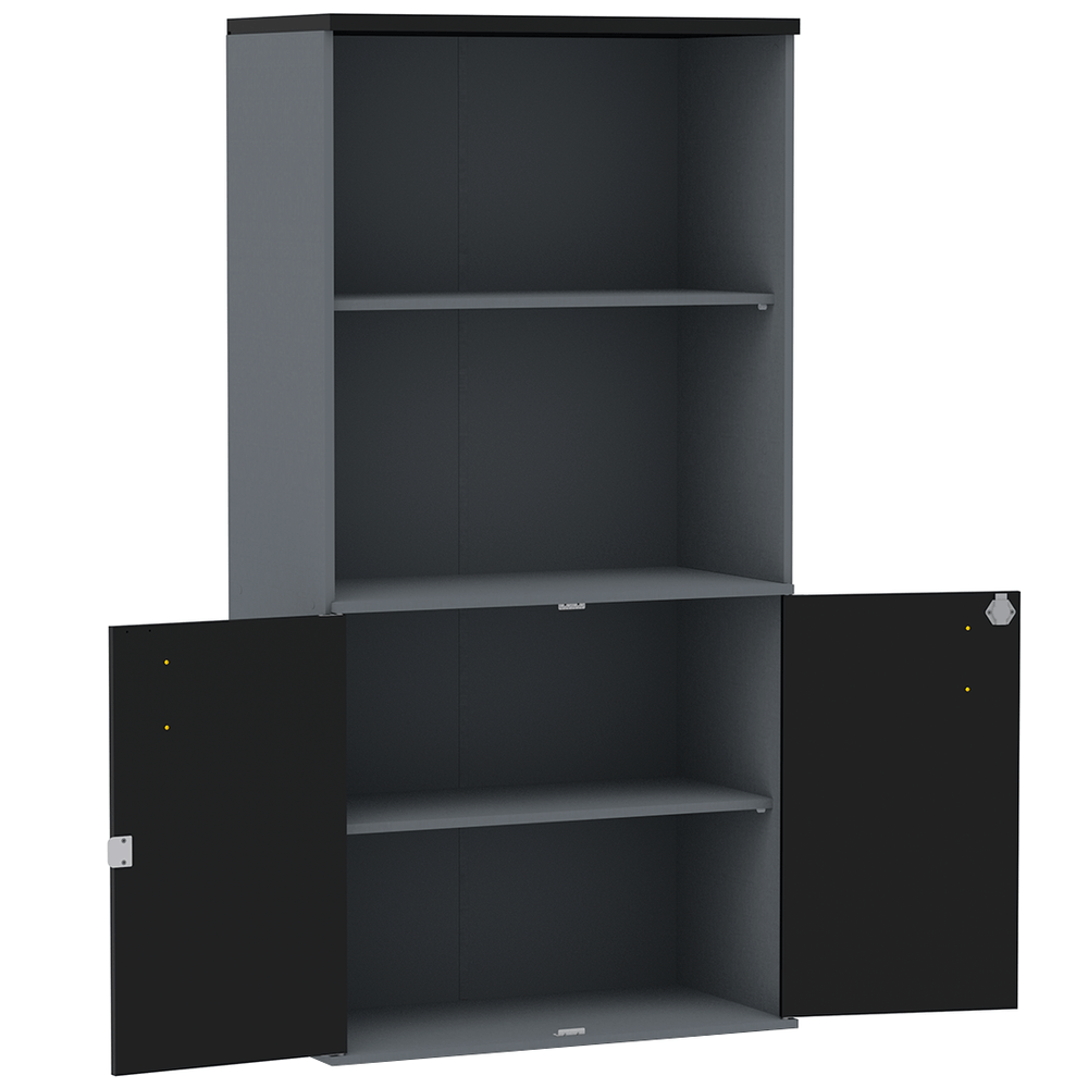 Armário Misto PE25 Pandin 79,20 cm (largura) em MDP Cor Grafito e Preto ...