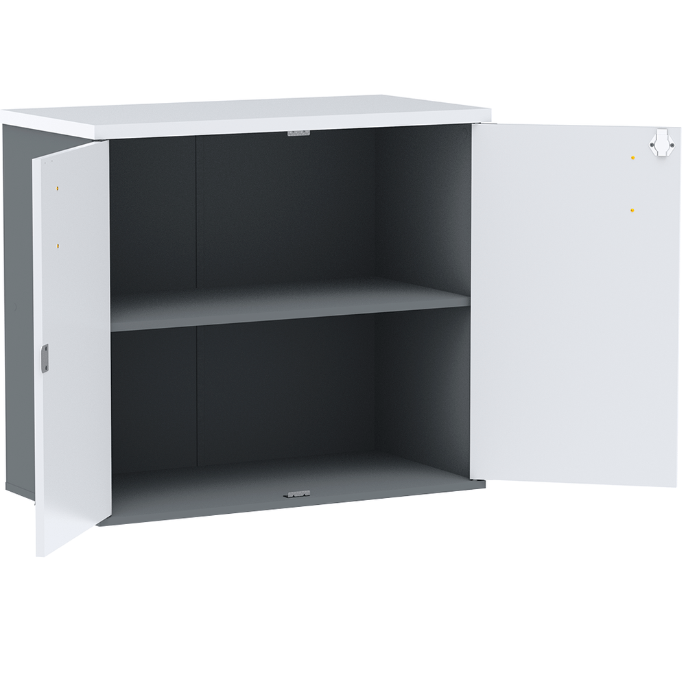 Armário Baixo PE25 Pandin 80 cm (largura) em MDP Cor Grafito e Branco ...