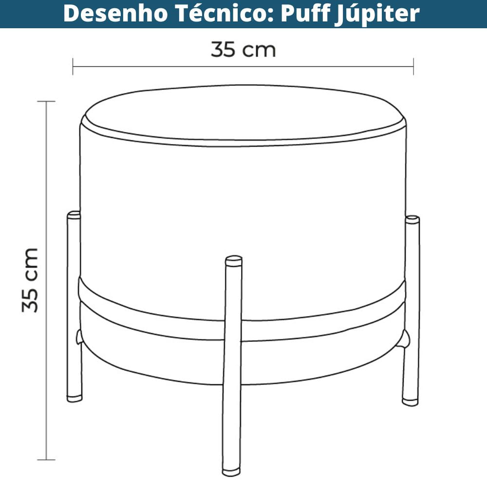 Puff Júpiter Rivatti 35 cm (altura) Estofado em Blouclé Natural Base ...