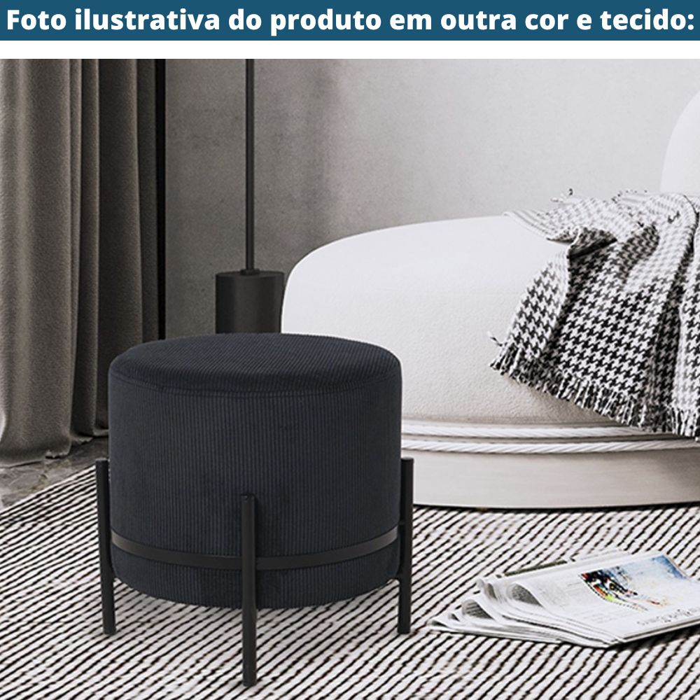 Puff Júpiter Rivatti 35 cm (altura) Estofado em Veludo Verde Base Aço ...