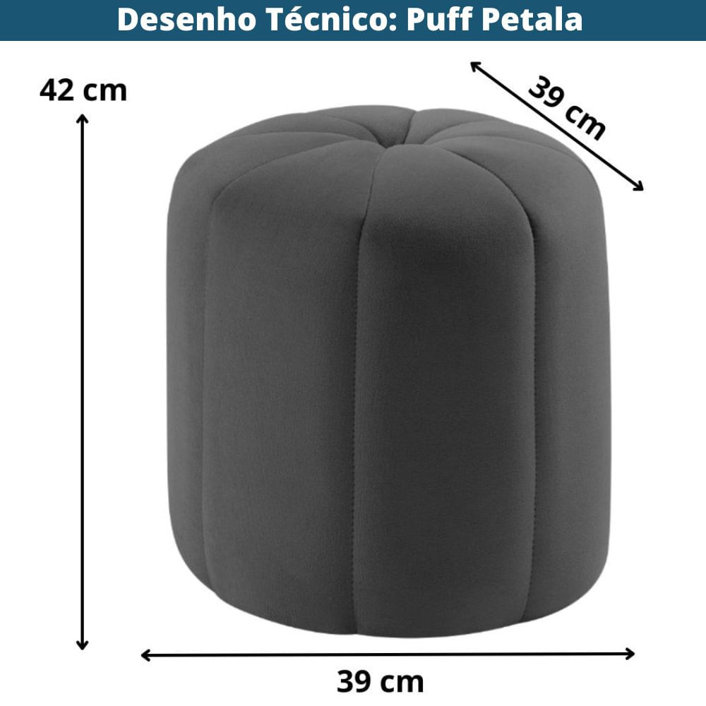 Puff Petala Daf Móveis 42 cm (altura) em Madeira Eucalipto Revestida ...