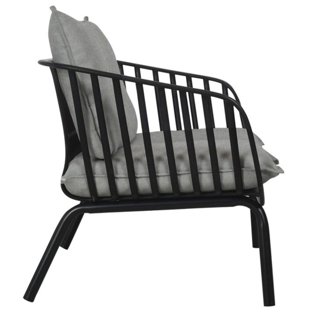 Poltrona Seiva Rivatti em Polipropileno Preto Almofada Cinza Mescla - todosmoveis