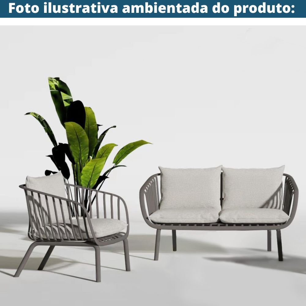 Sofá 2 Lugares Seiva Rivatti 123,5 (largura) em Polipropileno Fendi Almofada Metal Amêndoa ...