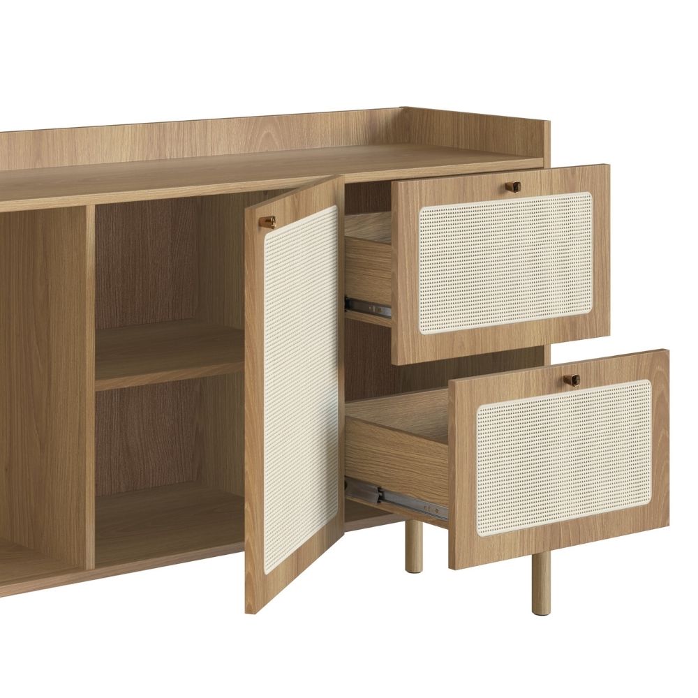 Balcão Buffet 2 Portas Oslo Artesano 139 cm (largura) MDP Hanover Palha ...