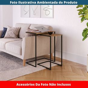 Mesa Lateral Apoio Sofá p/ Notebook Artesano 58 cm (Larg) MDP Hanover ...